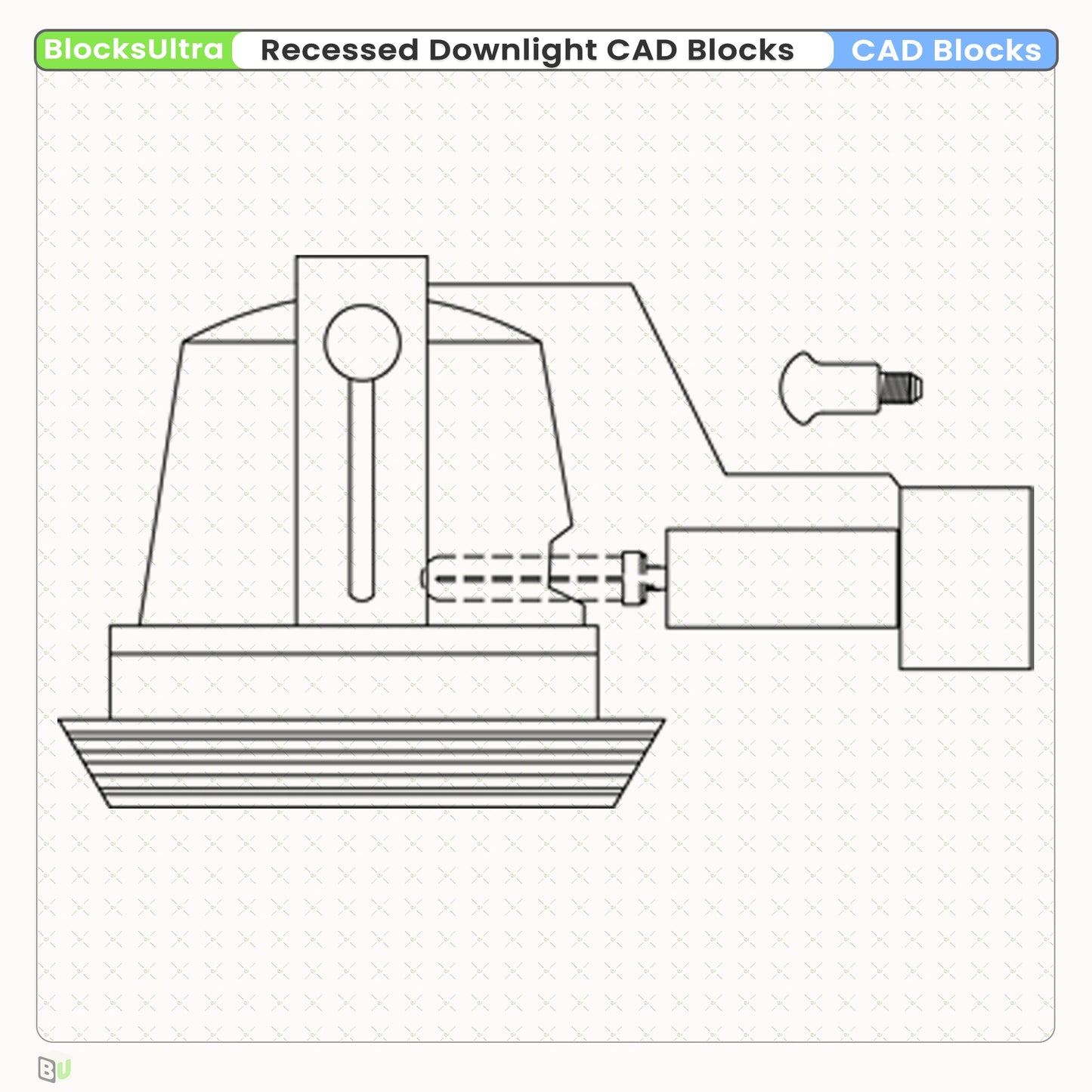 Recessed Downlight CAD Blocks — 4 Elevation Lighting Views – Blocks Ultra
